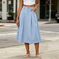 HBGVBA Women's Casual Midi Skirts with Pockets,Solid Color A Line Long ...