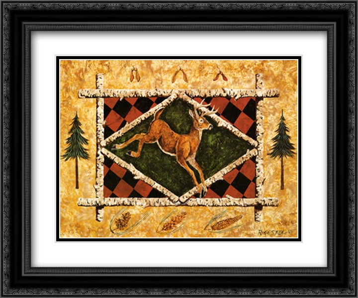 Woodland Whitetail 2x Matted 18x15 Black Ornate Framed Art Print by ...