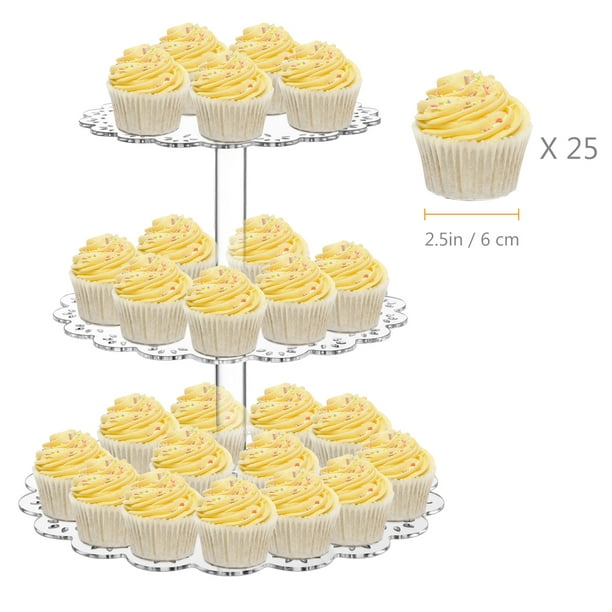 3 Acrylic Tiers Cake Cupcake Tree Tower Serving Platter (Transparent ...