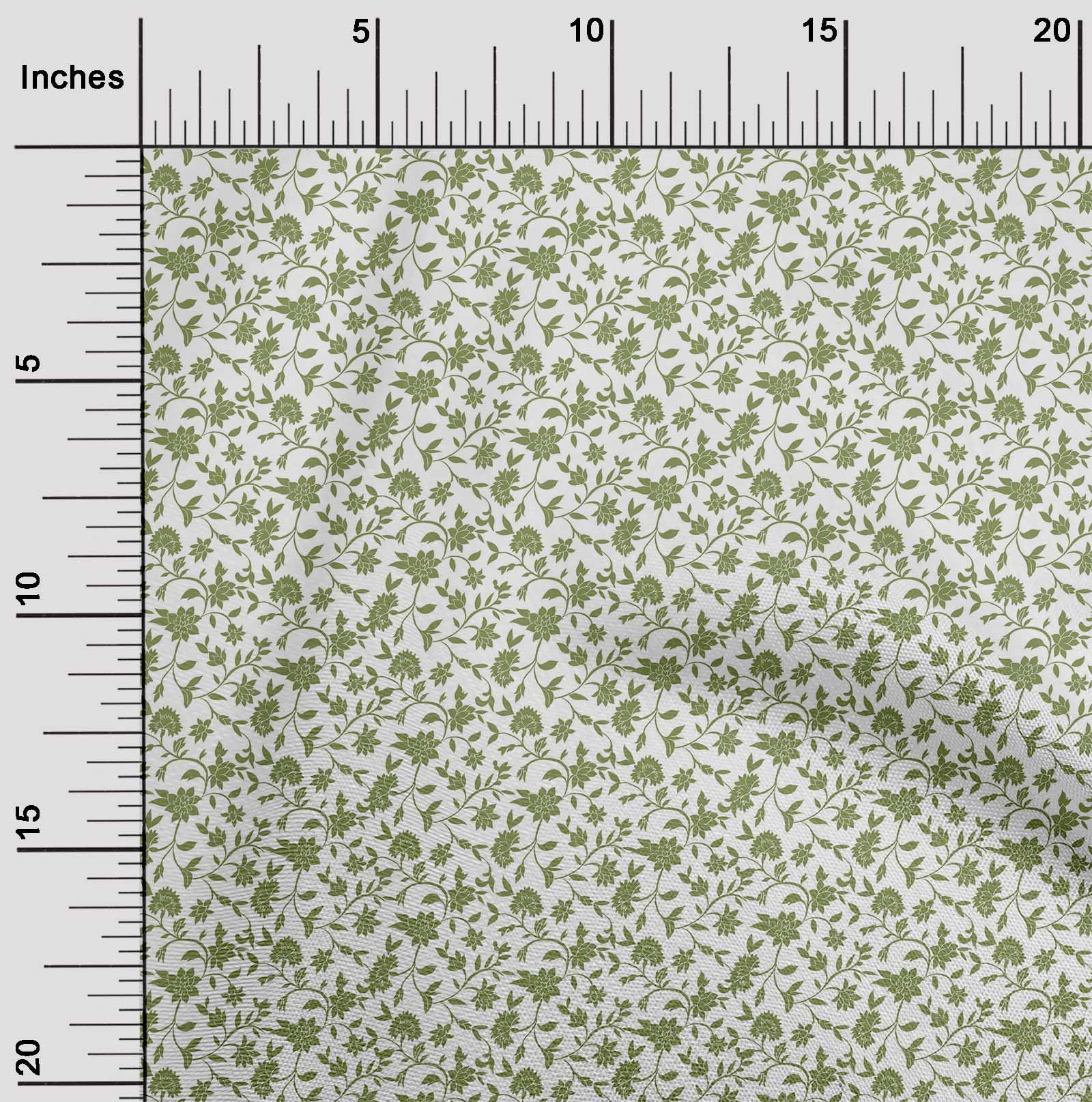 oneOone Silk Tabby Fabric Leaves & Floral Artistic Print Fabric By Yard ...