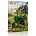 Canvas Wall Art Green Tractor Canvas Art Print Vintage Barn Windmill ...