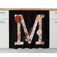 Black Letter M Flower Cabinet Curtains 28" W x 35" L Watercolor ...
