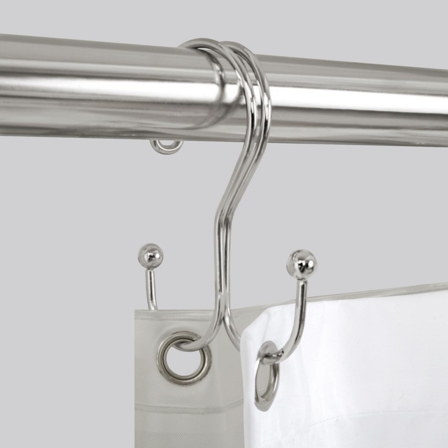 Mainstays Wire Shower Curtain Hooks or Rings, Double Sided, Brushed ...
