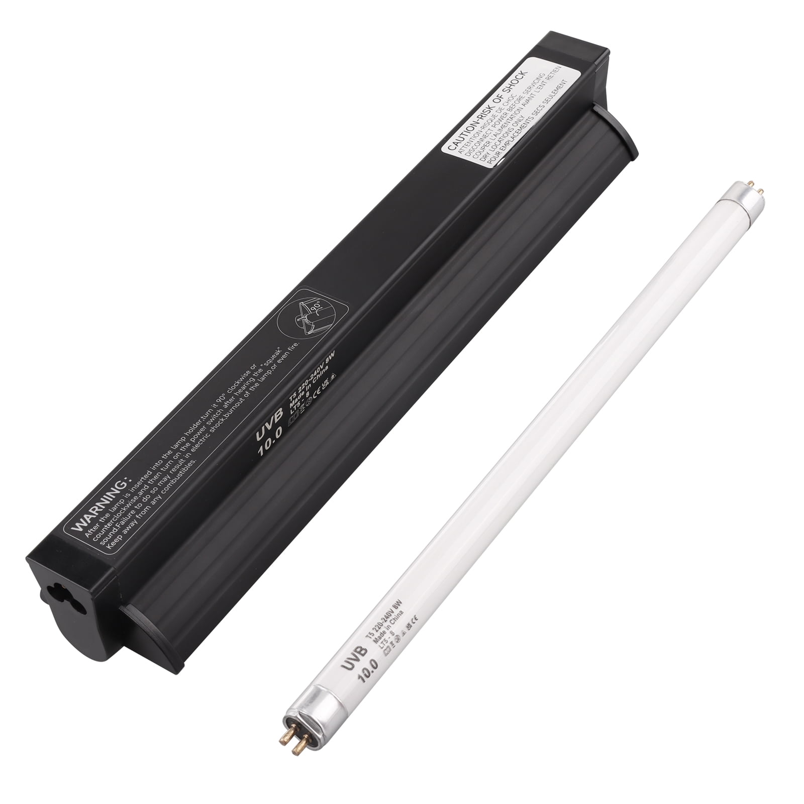 Aiicioo T5 HO UVB Lighting Combo Kit Terrarium Hood Comes with Desert 10.0 UVB T5 Lamp 8W Light ...