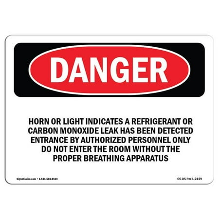SignMission OS-DS-A-1014-L-2149 10 x 14 in. OSHA Danger Sign - Horn or ...