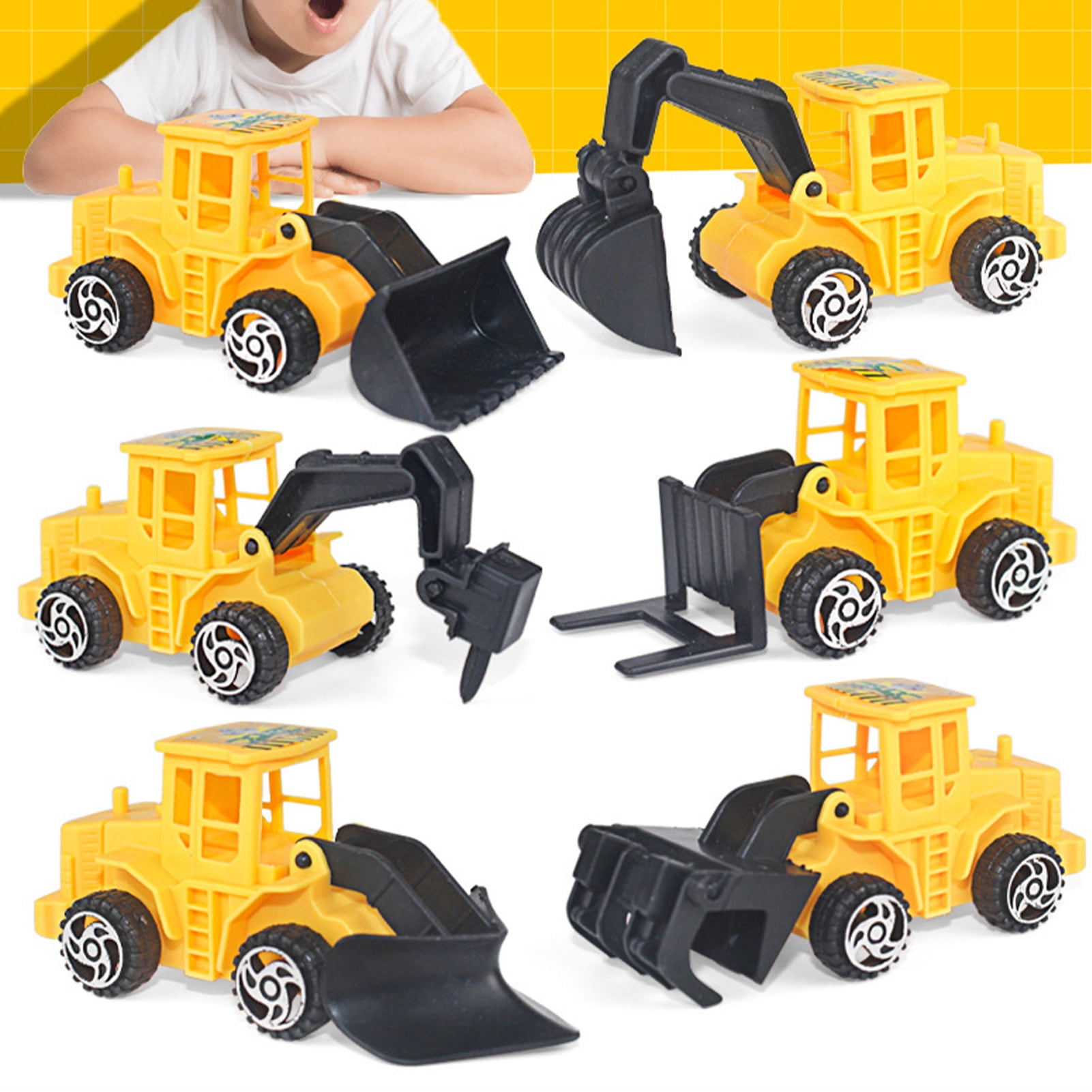 Travelwant Construction Toys Set with Excavator, Bulldozer, Road Roller ...