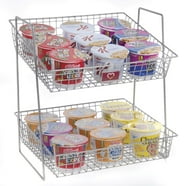 Displays2go Wicker Basket Stand with 4 Tiers, Wicker & Steel ...