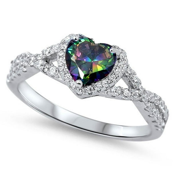 Js Trendz Sterling Silver Rainbow Mystic Topaz Infinity Heart Cz