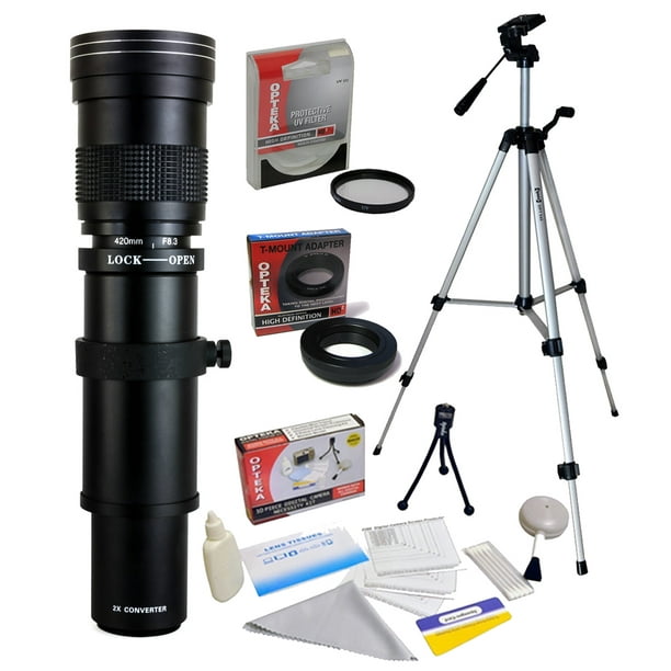 Opteka 420-1600mm f/8.3 HD Telephoto Zoom Lens with UV Filter and 54 ...