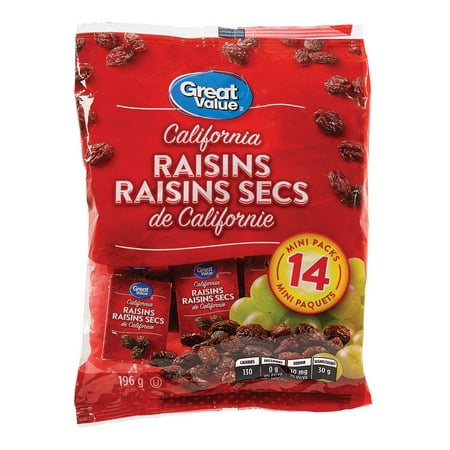 Great Value California Raisins, 196 g, 14 x 14 g cartons - Walmart.ca