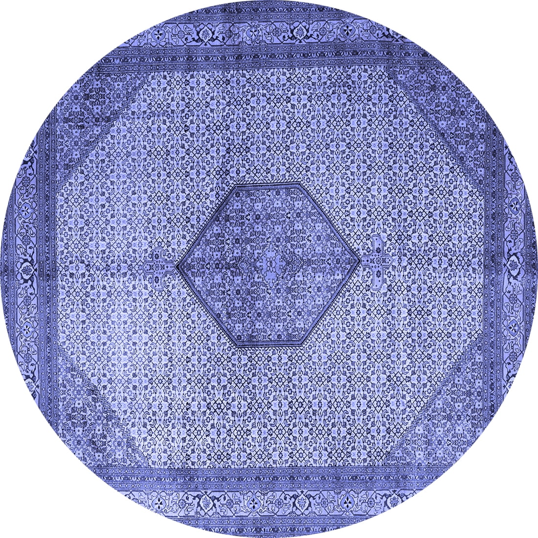 Ahgly Company Indoor Round Medallion Blue Traditional Area Rugs, 6 ...