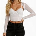 Bmisegm Womens Tank Tops Long Sleeve Heart Neck Fancy Open Front ...