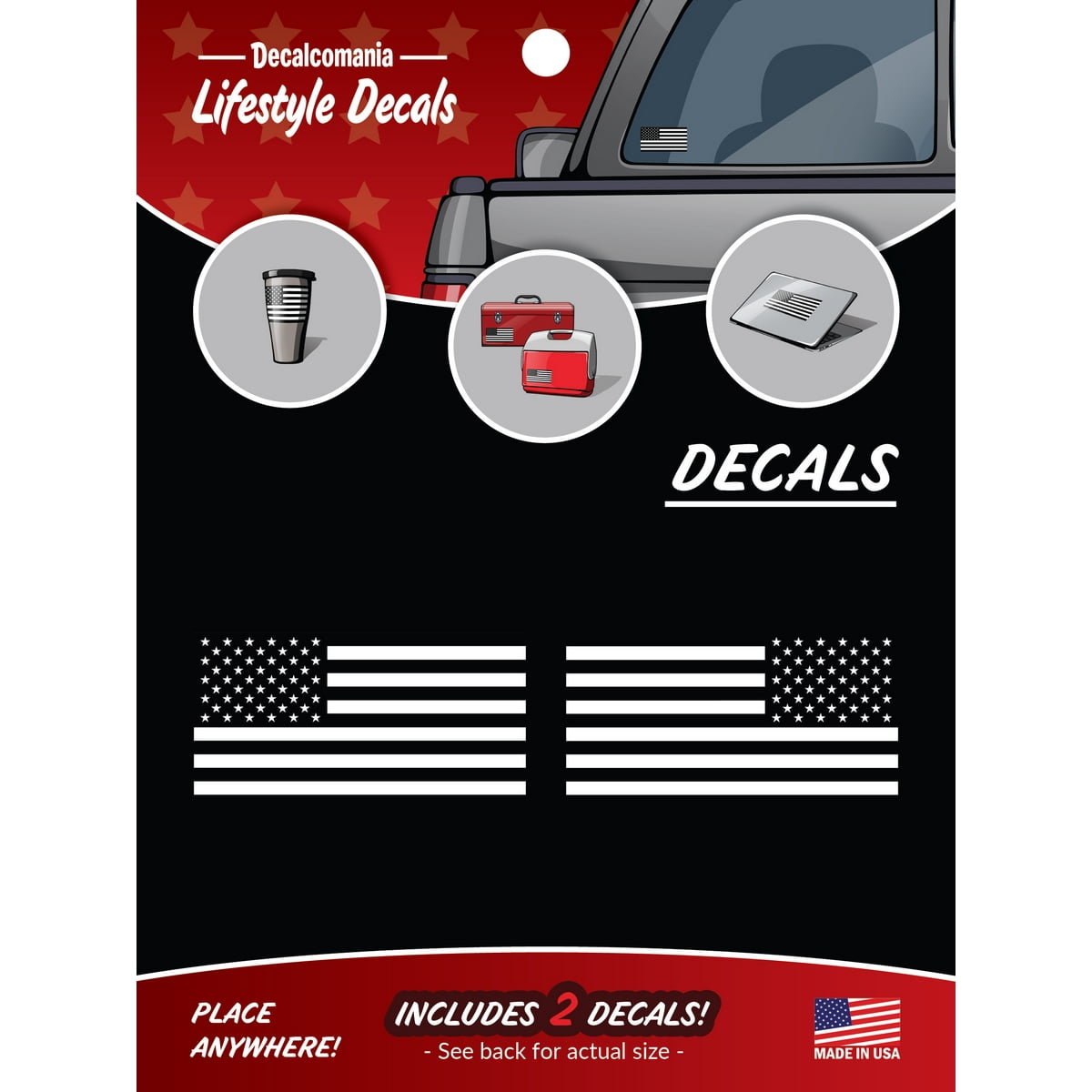 Black American Flag Decal - Set of 2 American Flag Stickers for Car ...