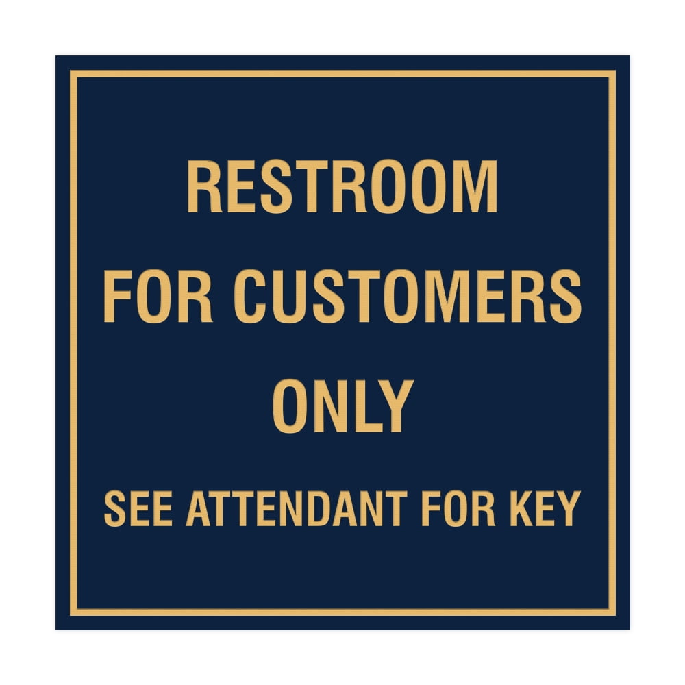 Square Restroom For Customers Sign (Navy Blue/Gold) - Small - Walmart.com