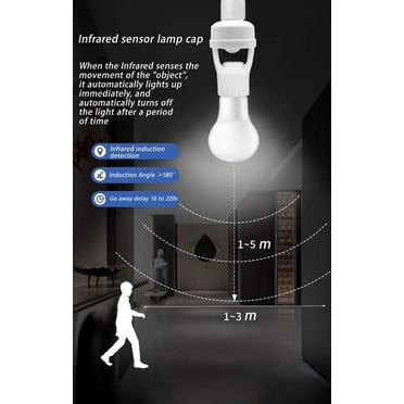 2PCS Motion Sensor Light Socket PIR Motion E27 Screw Bulb Adapter ...