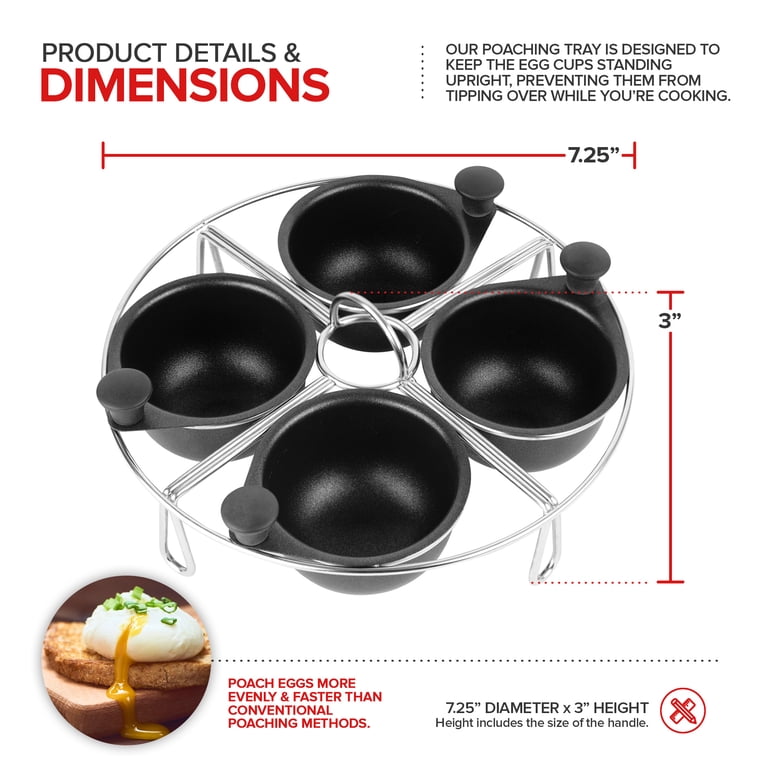 Non-stick Egg Cups RSVP International - 4 Egg Non-Stick Poaching Insert ...