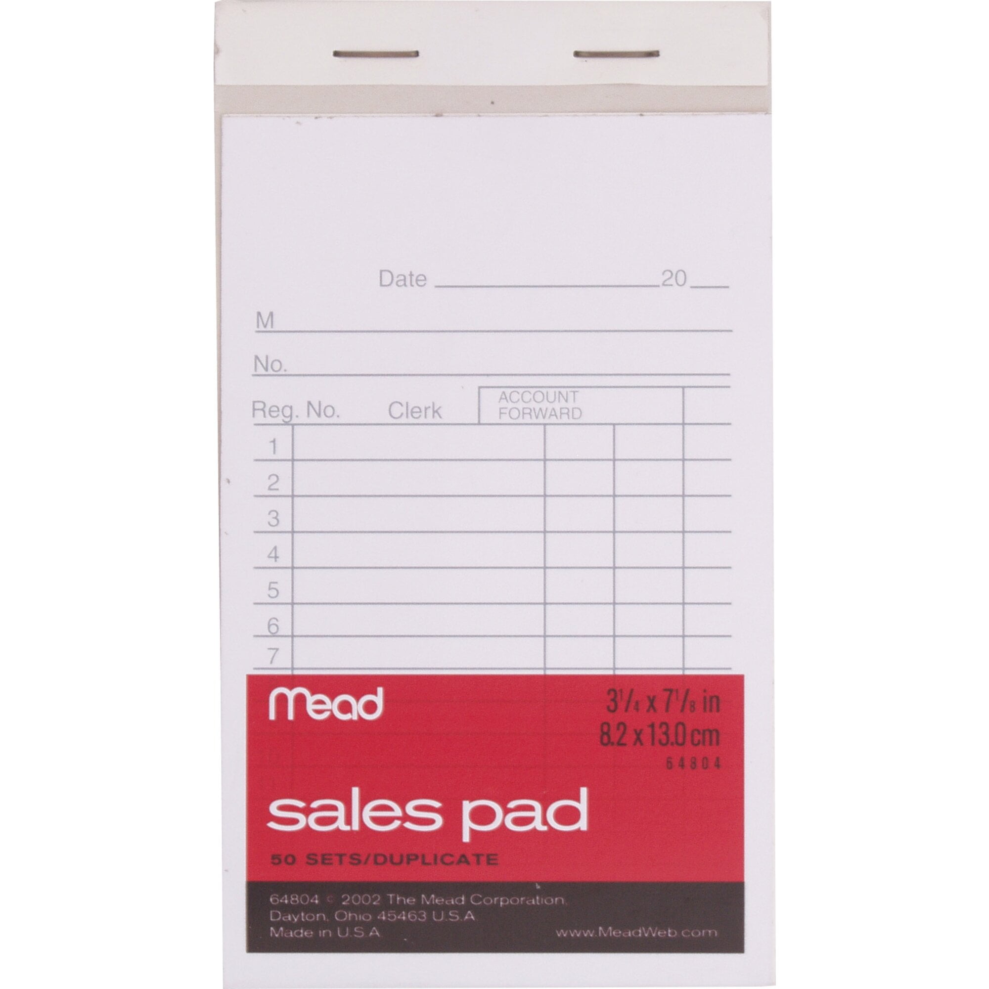 Mead Sales Pad with Duplicates 3 14 x 6 - Memo Book-Notepad - Walmart.com