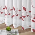 Burgundy Red Leaf Sheer Tier Curtains Leaves Embroidered Kitchen Short ...