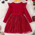 Curuila Toddler Kids Girls Dress Sequin Solid Color Long Sleeve Crew ...