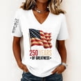 Womens Short Sleeve V Neck Pullover Top with 250 Years Print Loose Fit ...