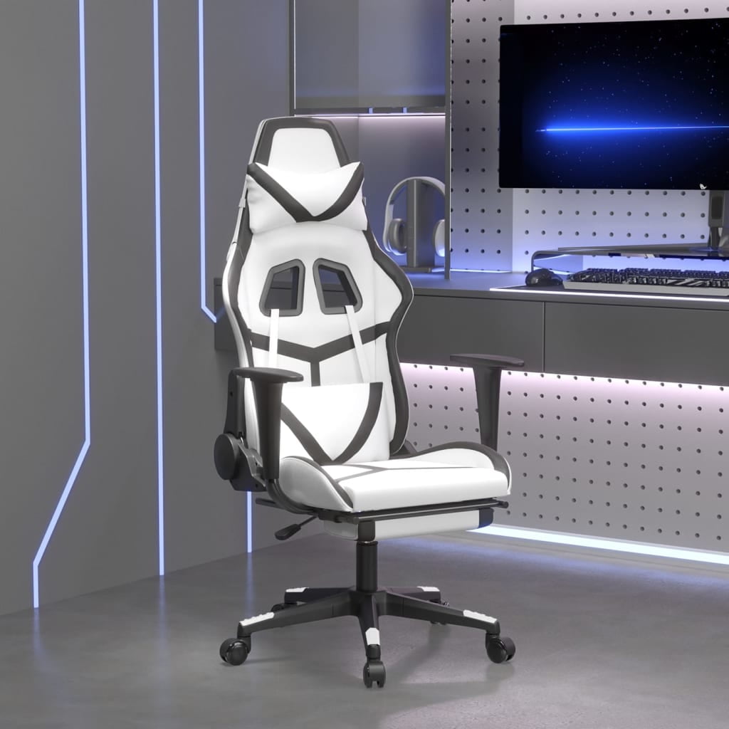 Click here for Vidaxl Gaming Chair With Footrest White And Black... prices
