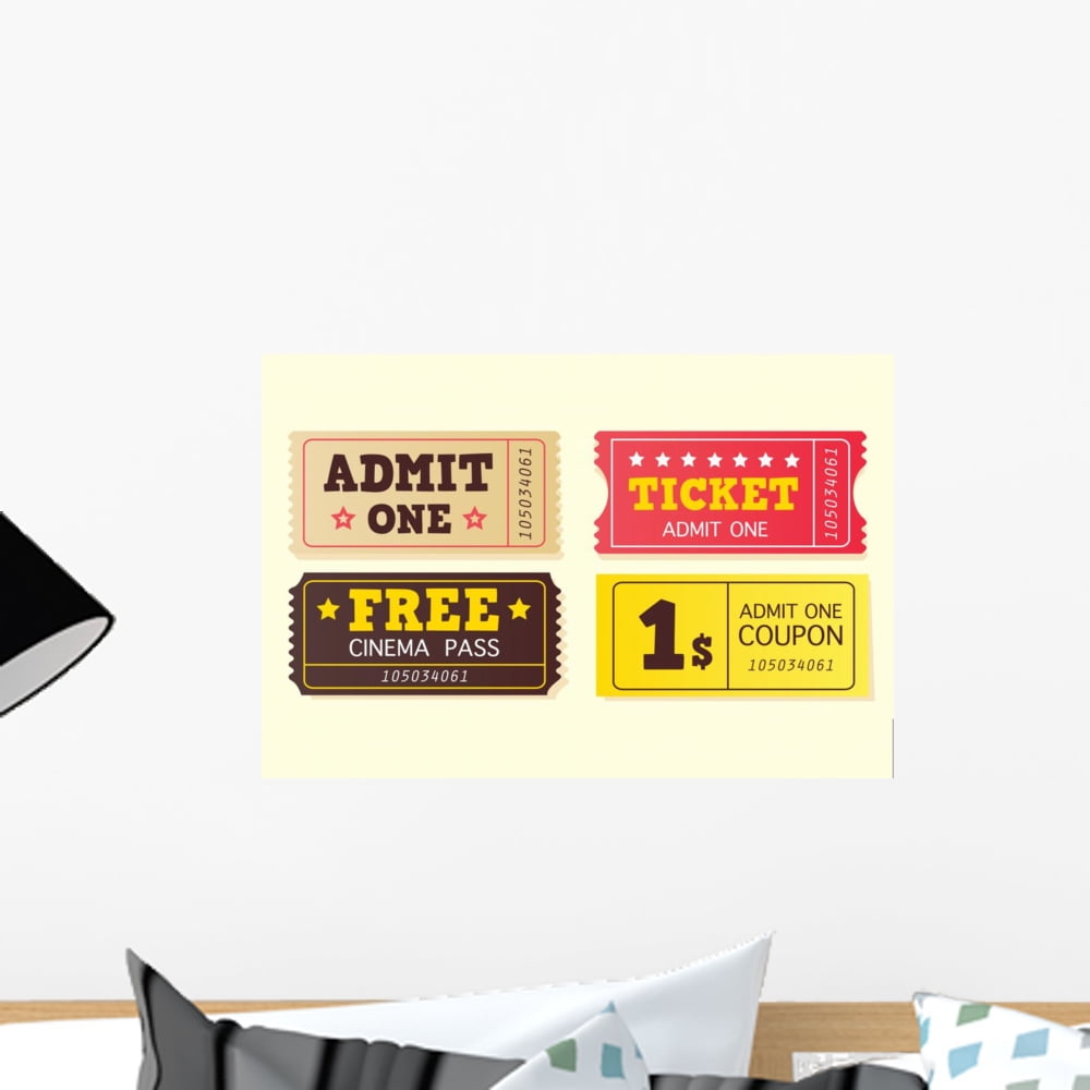 Vector Tickets Movie or Wall Mural by Wallmonkeys Peel and Stick ...