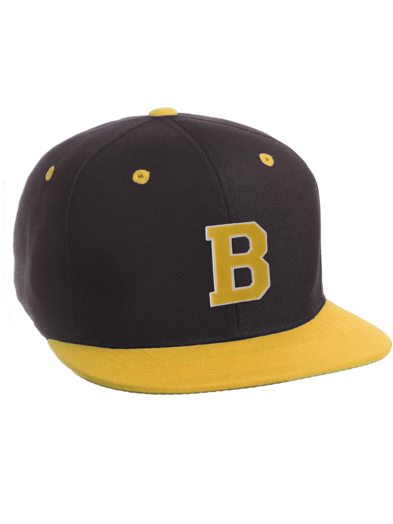 Classic Snapback Hat Custom A to Z Initial Letters, Black Gold Cap ...