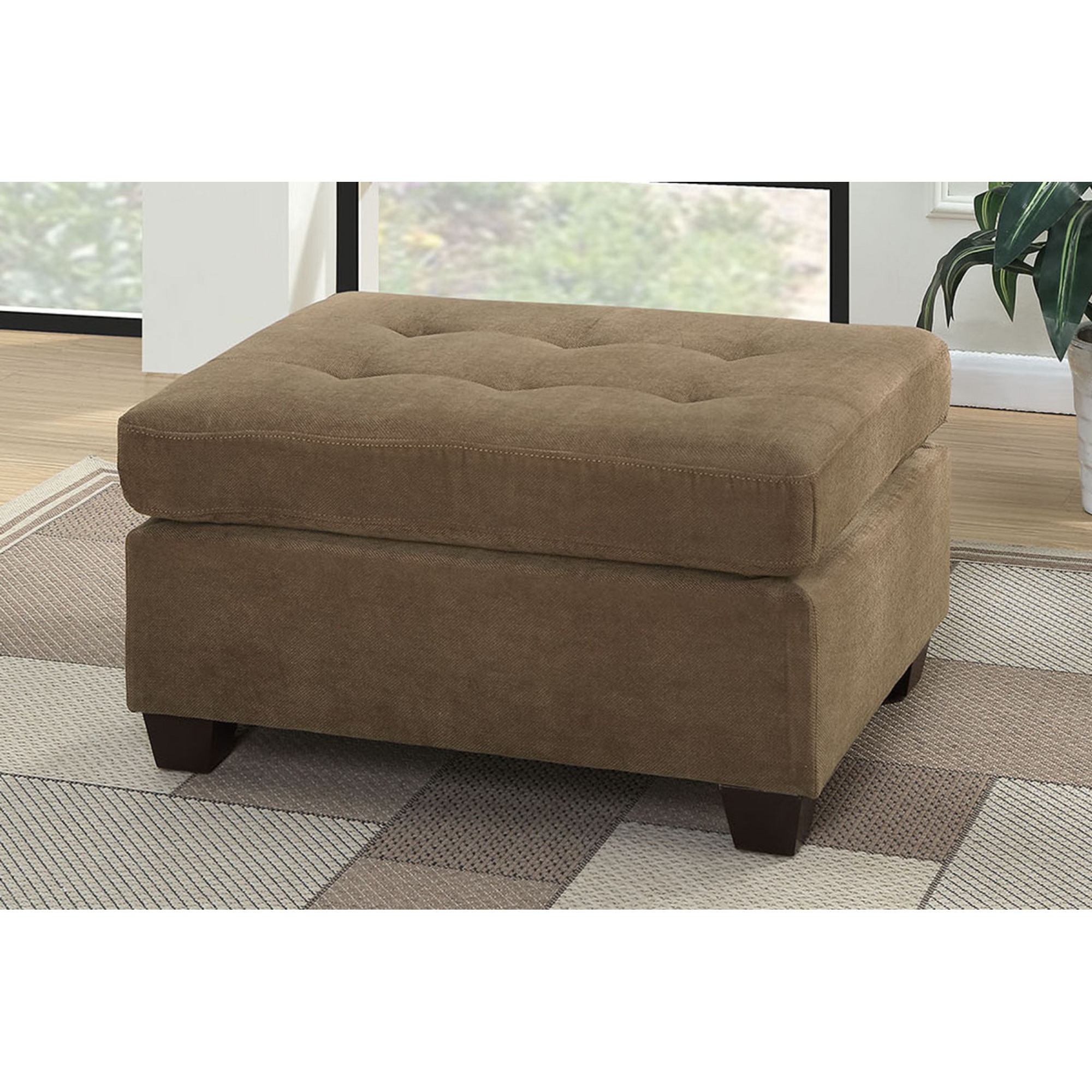 Transitional Style Waffle Suede Cocktail Ottoman, Truffle Color, Tufted ...