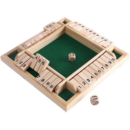 Deluxe 4 Player Shut The Box Wooden Table Game Classic Dice Board Toy ...