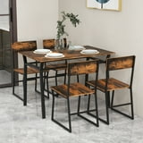 Costway 5 Piece Dining Table Set Industrial Rectangular Kitchen Table ...