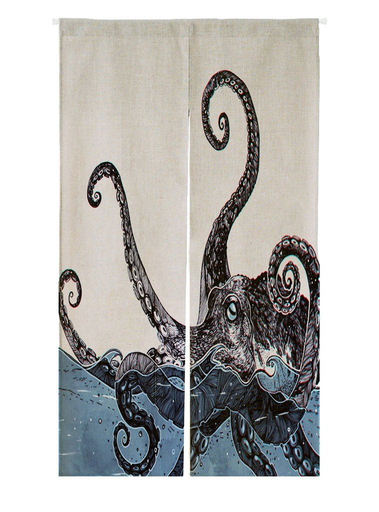 GCKG Creative Octopus Window Door Cover Curtain, Home Decoration Cotton ...