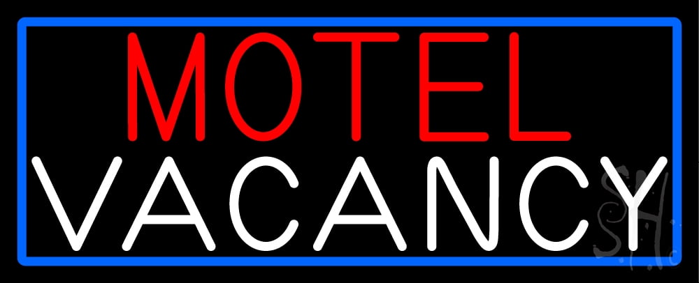 Funky Motel Vacancy LED Neon Sign 10 x 24 - inches, Black Square Cut ...