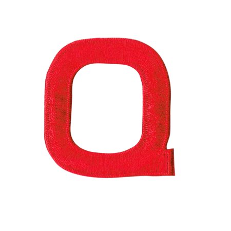 Alphabet Letter - Q - Color Red - 2" Block Style - Iron On Embroidered ...