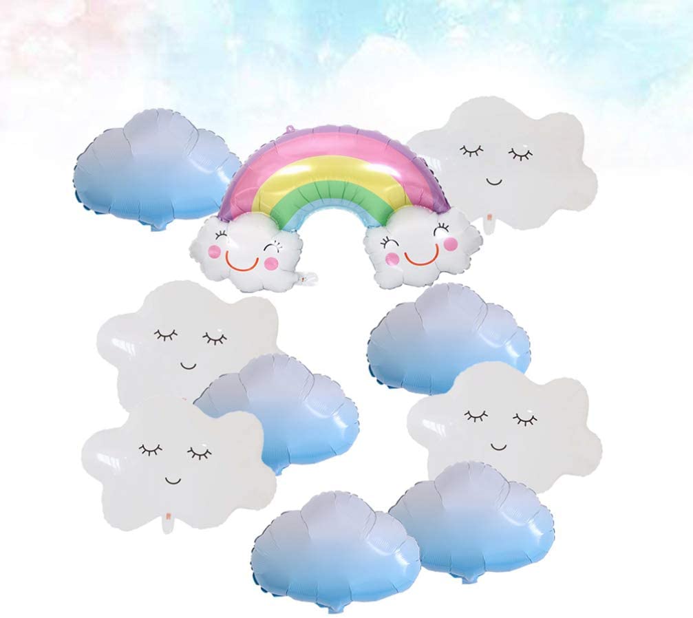15PCS Birthday Foil Balloon Rainbow Cloud Balloons Mylar Balloon ...