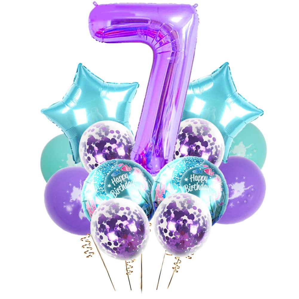 Mermaid Balloons Birthday Decorations for Girls 7th Party,40 Inch ...