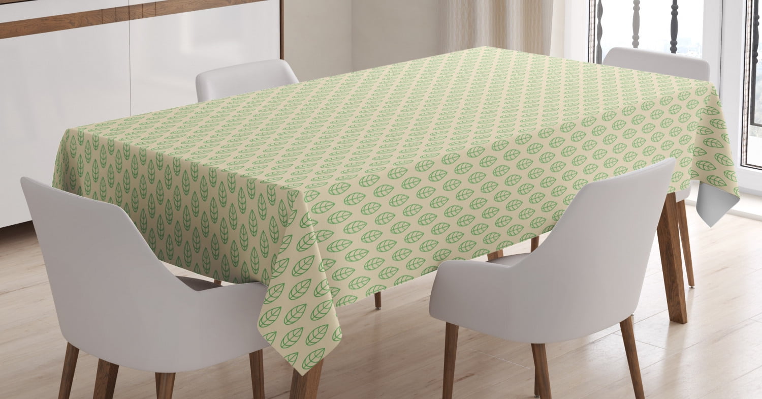 Nature Tablecloth, Abstract Geometric Spring Themed Green Leaves ...