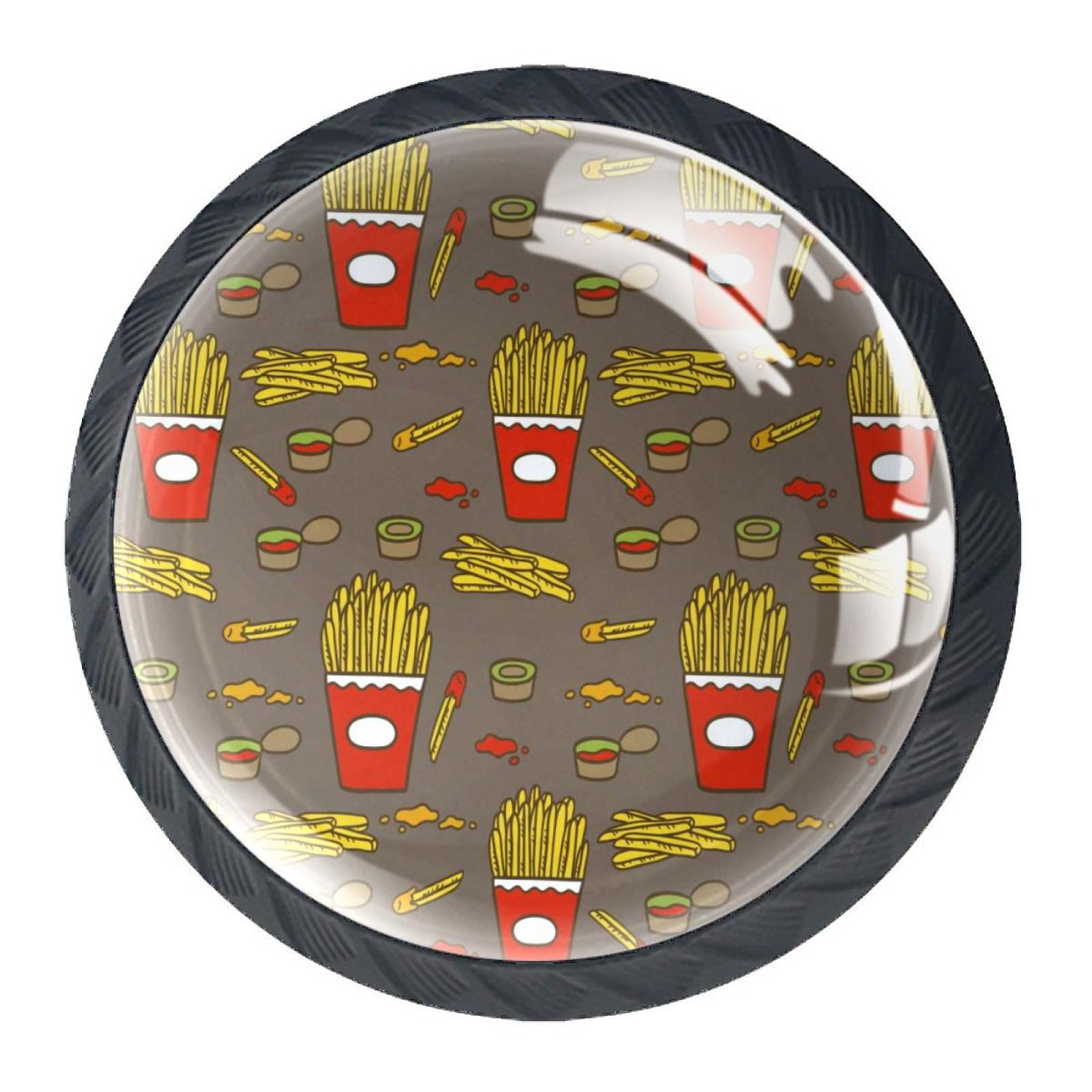 4 Pcs Fries with Sauce Chips Knobs for Kitchen Cabinet Cupboard Dresser ...