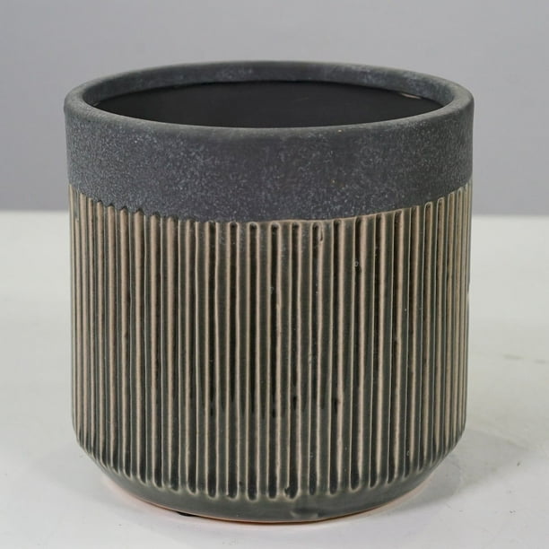 Dark Gray Ribbed Planter - Walmart.com