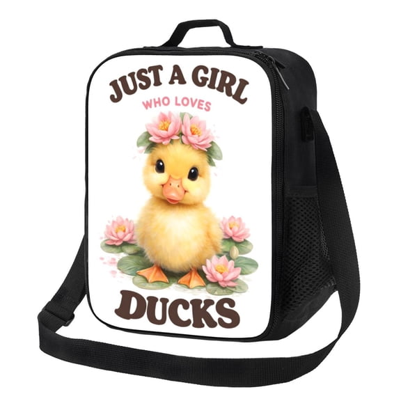 Cute Duck Pattern Lunch Bag Insulated Thermal Box with Shoulder Strap ...