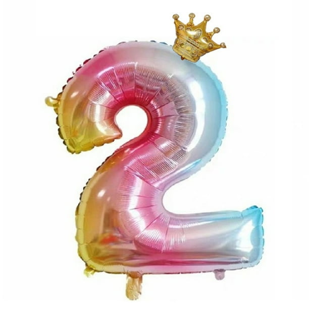 Aluminum Foil 32 Inch Crown Number Balloons Gradient Color Birthday ...