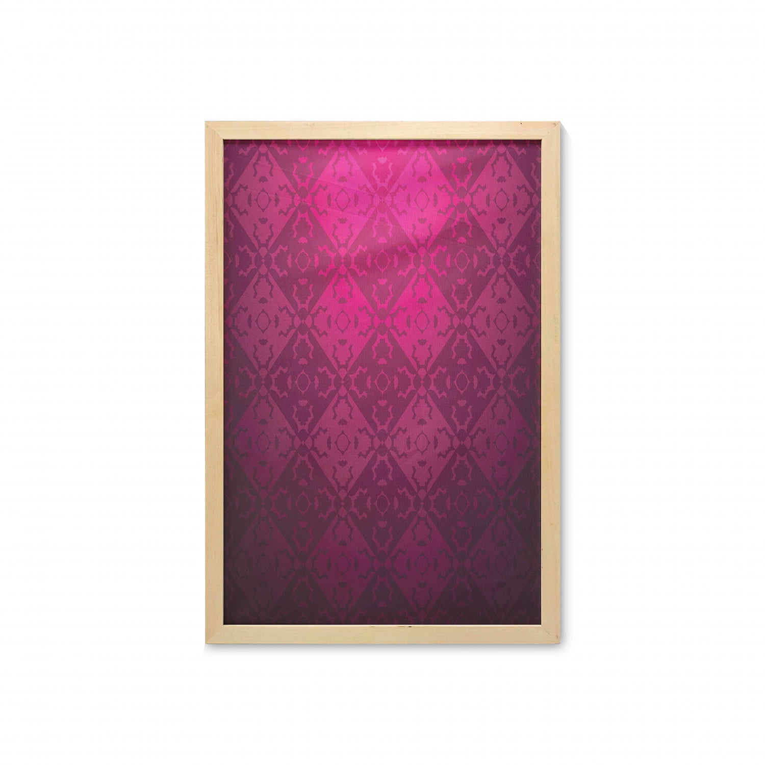 Magenta Wall Art with Frame, Ornamental Vintage Feminine Rectangular ...