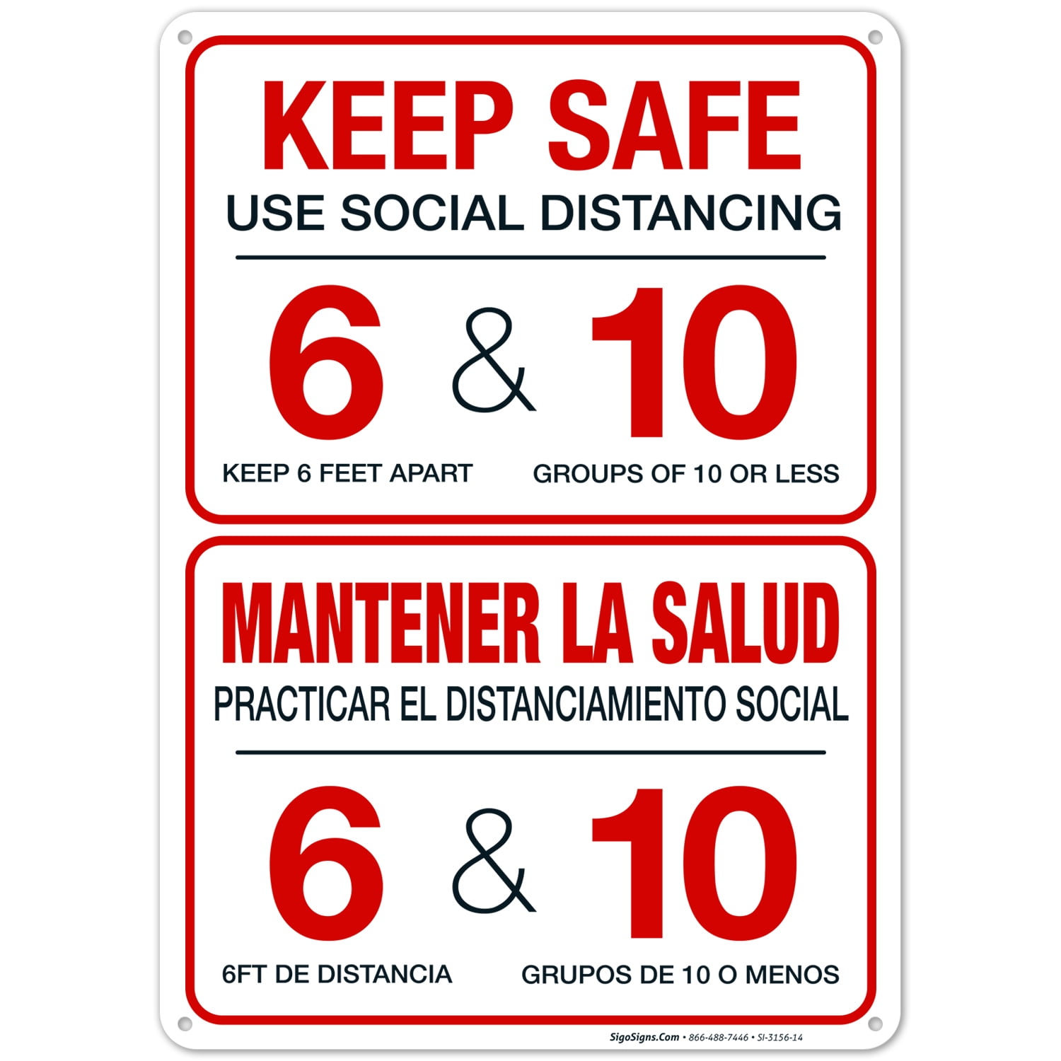 Social Distancing Sign, Social Distancing English And Spanish Sign ...