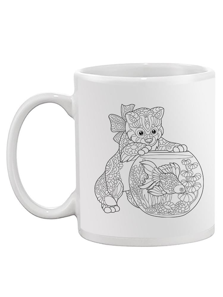 Cat And Fish In Zentangle Style Mug - Image by Shutterstock - Walmart.com