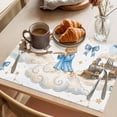 Cartoon Cute Cat Placemats Set of 8 Blue Bow Knot Train Cloud Star ...