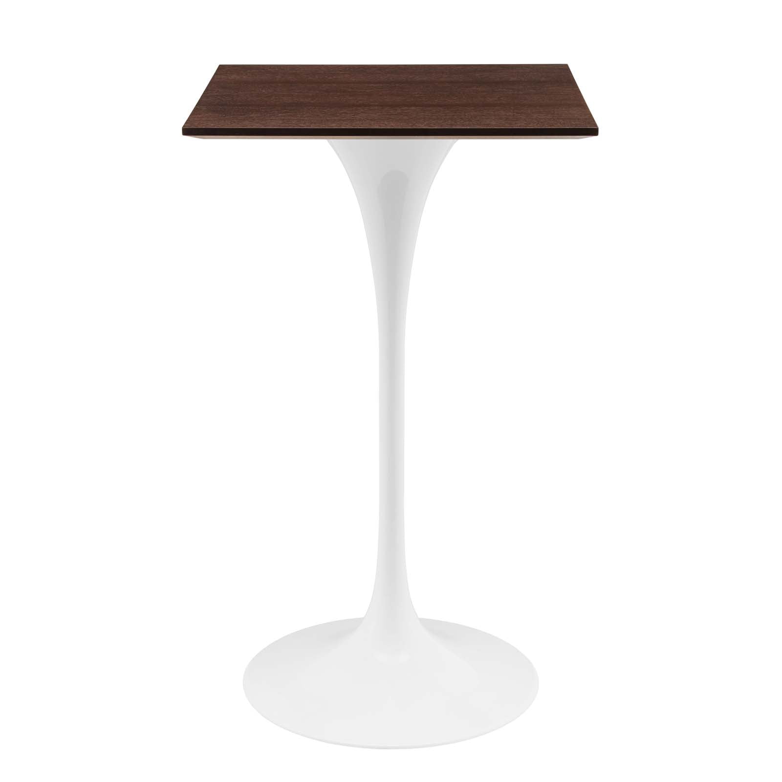 28 inch Bar Table, Square, White Walnut, Wood, Metal Steel, Modern ...