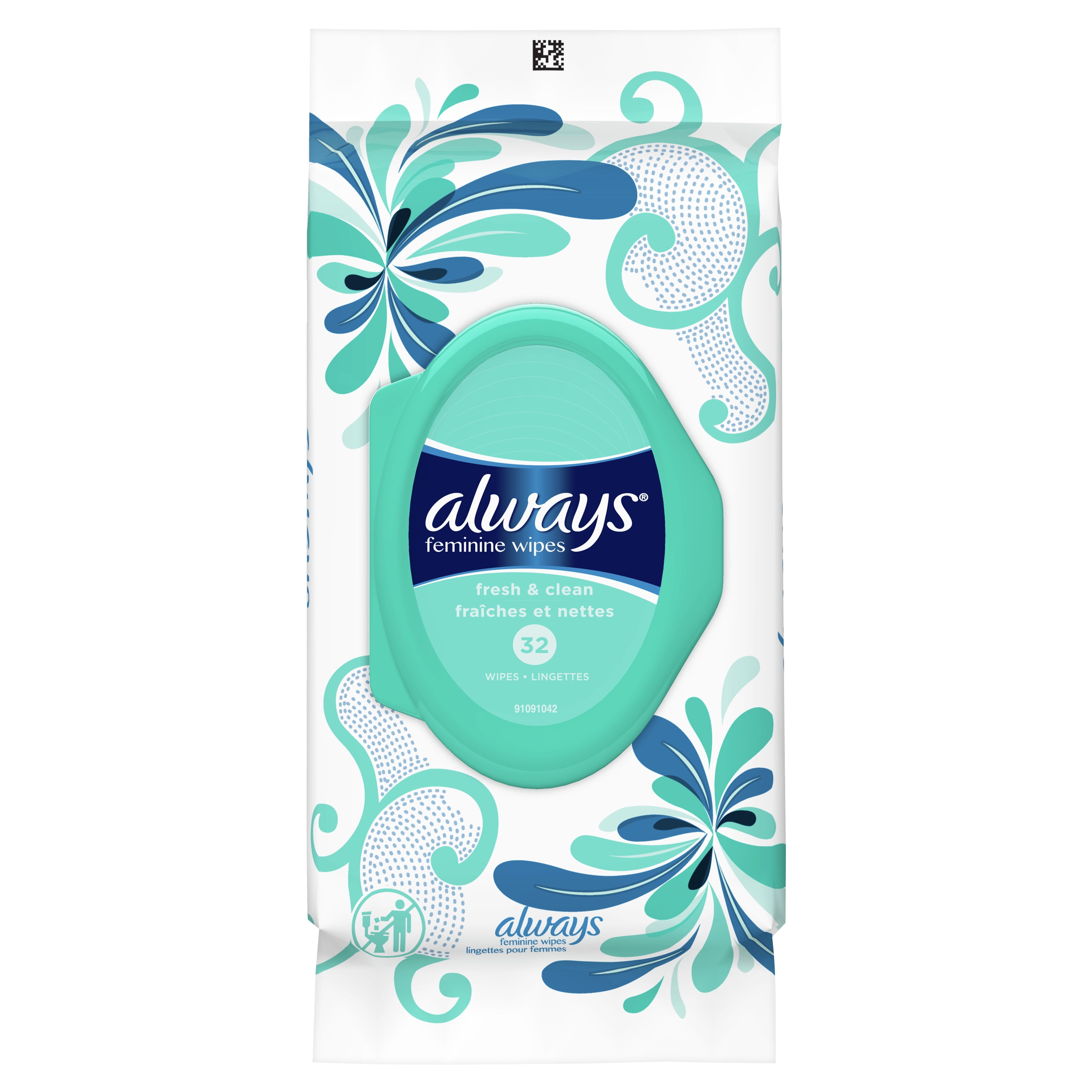 Always Feminine Wipes, Fresh and Clean Scent, 32 Count - Walmart.com