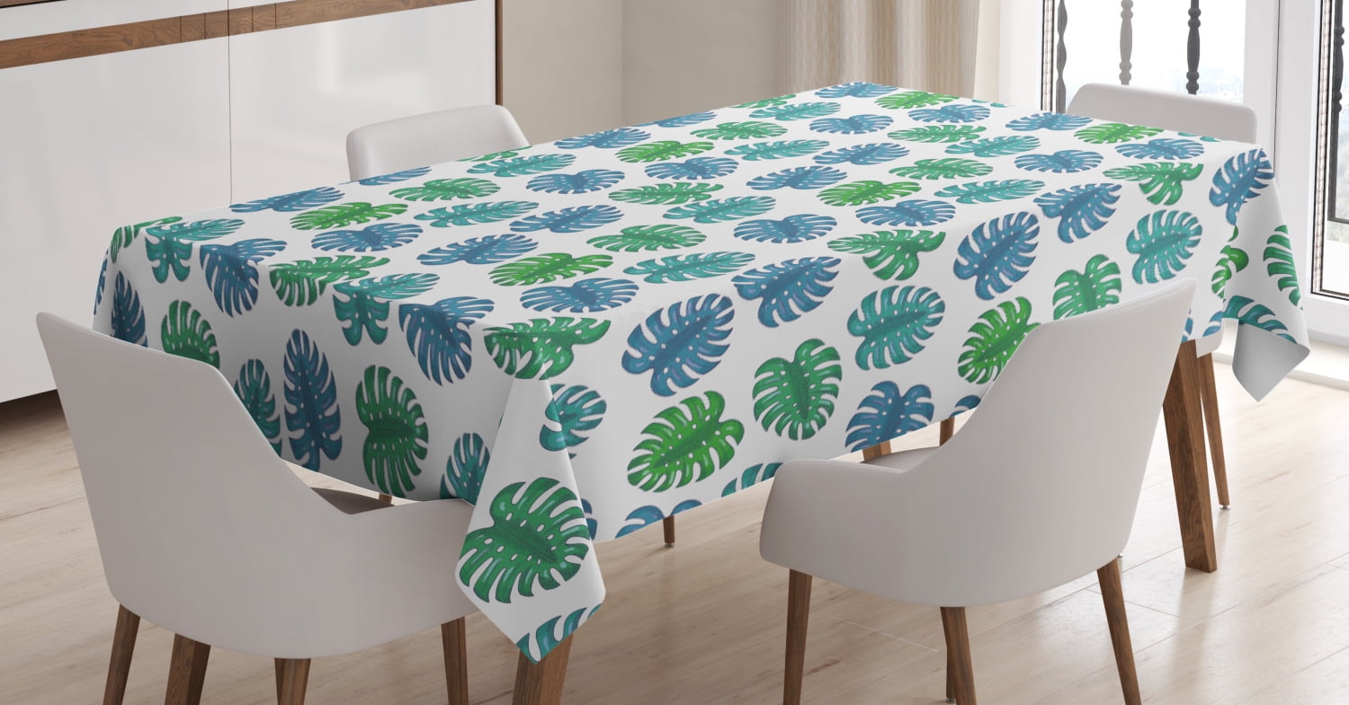 Tropical Tablecloth, Stylized Colorful Monstera Leaves Sketch Pattern ...