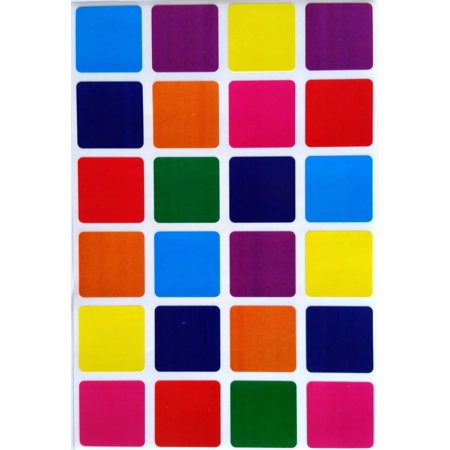 Square Color Coding Labels 1 inch by 1 inch-Value pack 8 Colors-Blue ...
