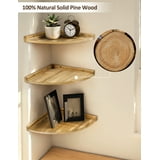 Afuly Floating Corner Shelf for Wall, Large Corner Shelves Solid Pine ...