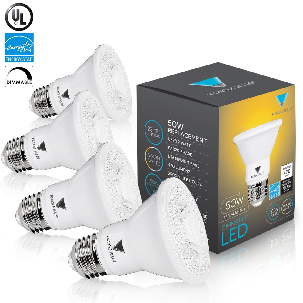 Triangle Bulbs LED Bulbs (Pack Of 4) 7-Watt (50-Watt) PAR20 LED Flood ...